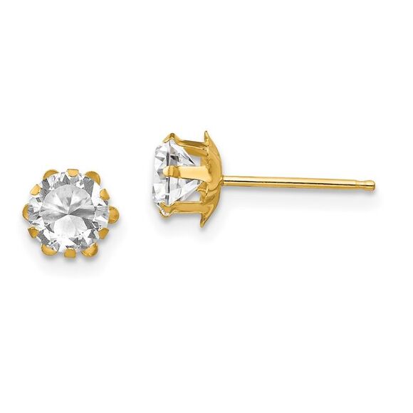 Kazi Luxury | Jewelry | Kazi Luxury 4k Yellow Gold Madi K 5mm Cz Birthatone Apr Earrings | Poshmark